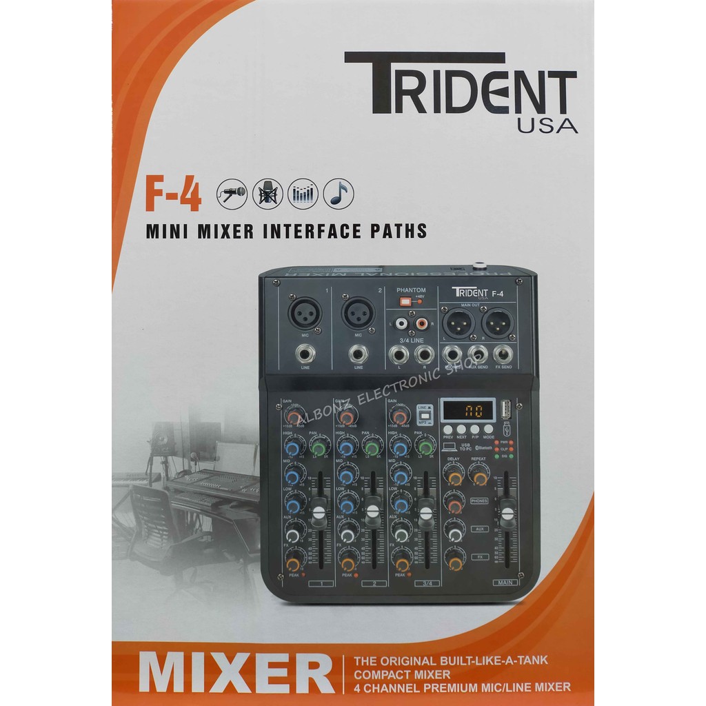 Trident USA F4 Professional 4-Channel Mixer Interface Paths | Shopee ...