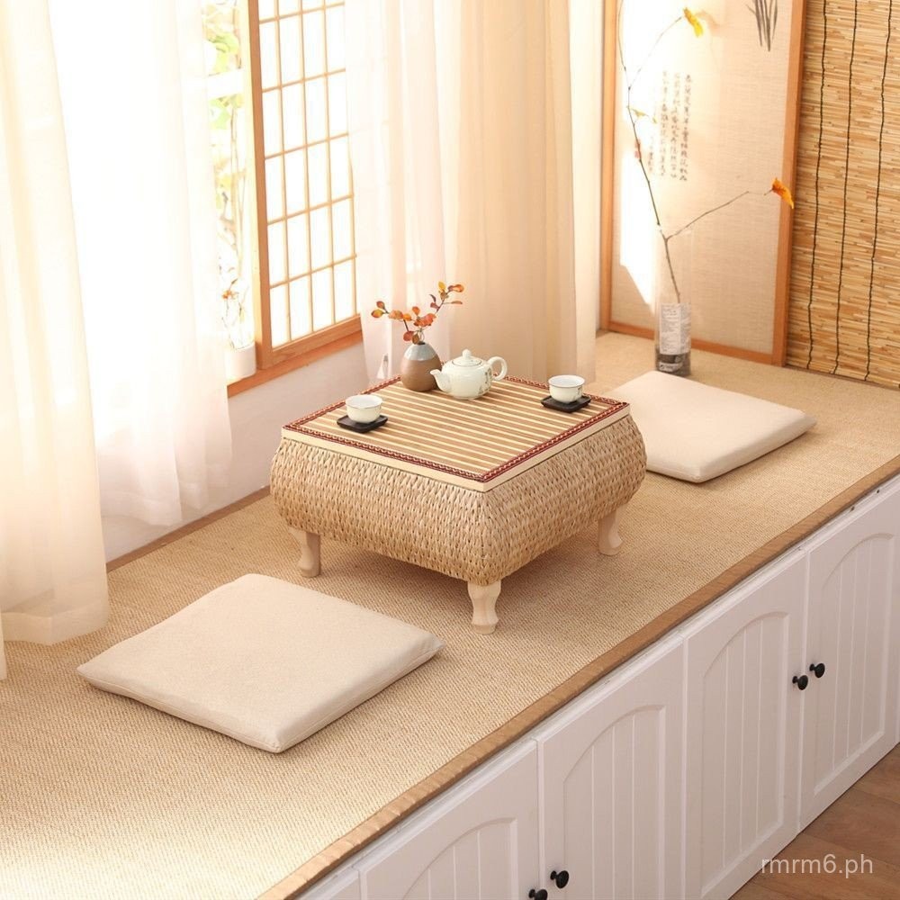 Rattan Short Kang Table Japanese-Style Solid Wood Tea Table Window Sill ...