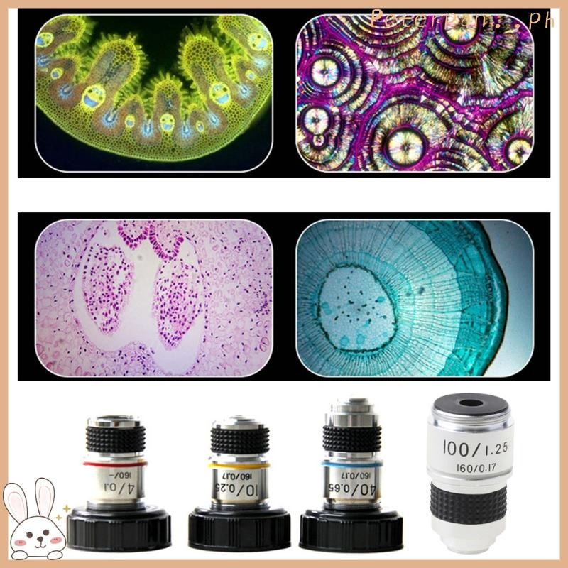 PP Lab Consumables 4X 10X 40X 100X Microscope Objective Lens Achromatic ...