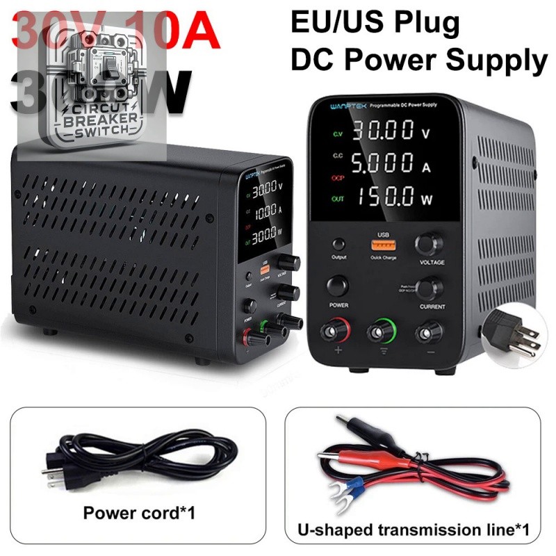 Adjustable DC Power Supply 30V 10A 5A Lab Bench Power Source Stabilized ...