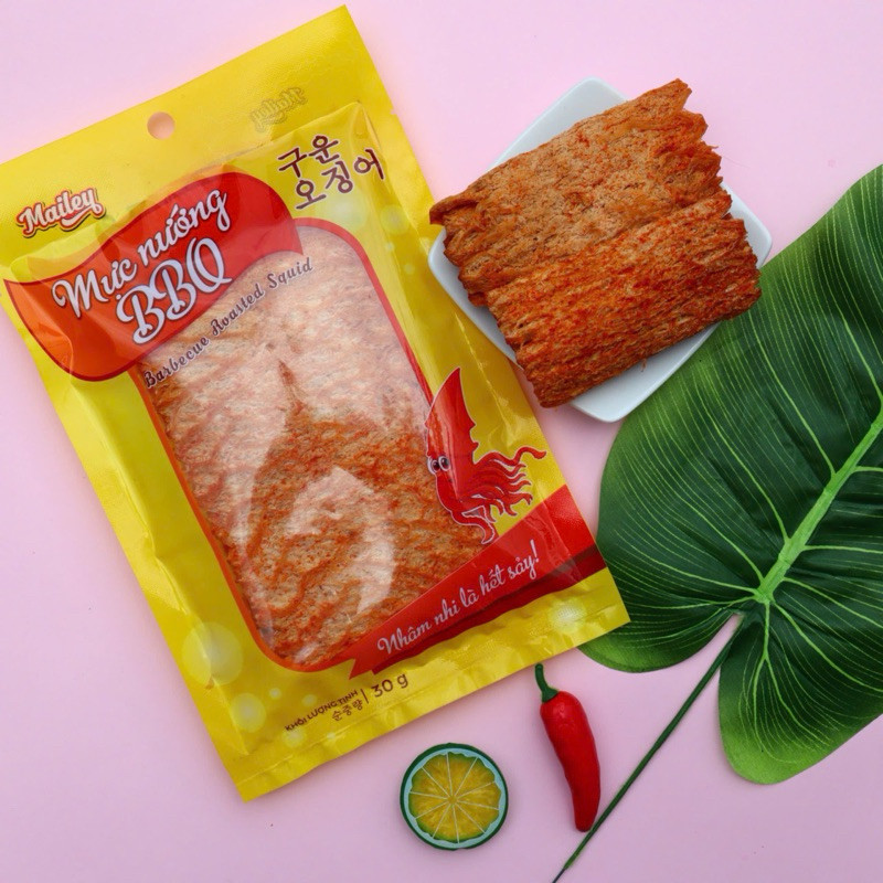 (Combo Of 10 packs) Mailey instant BBQ grilled squid, spicy and ...