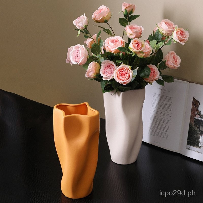 Nordic Water Ripple Morandi Ceramic Vase Decoration Flower Arrangement ...