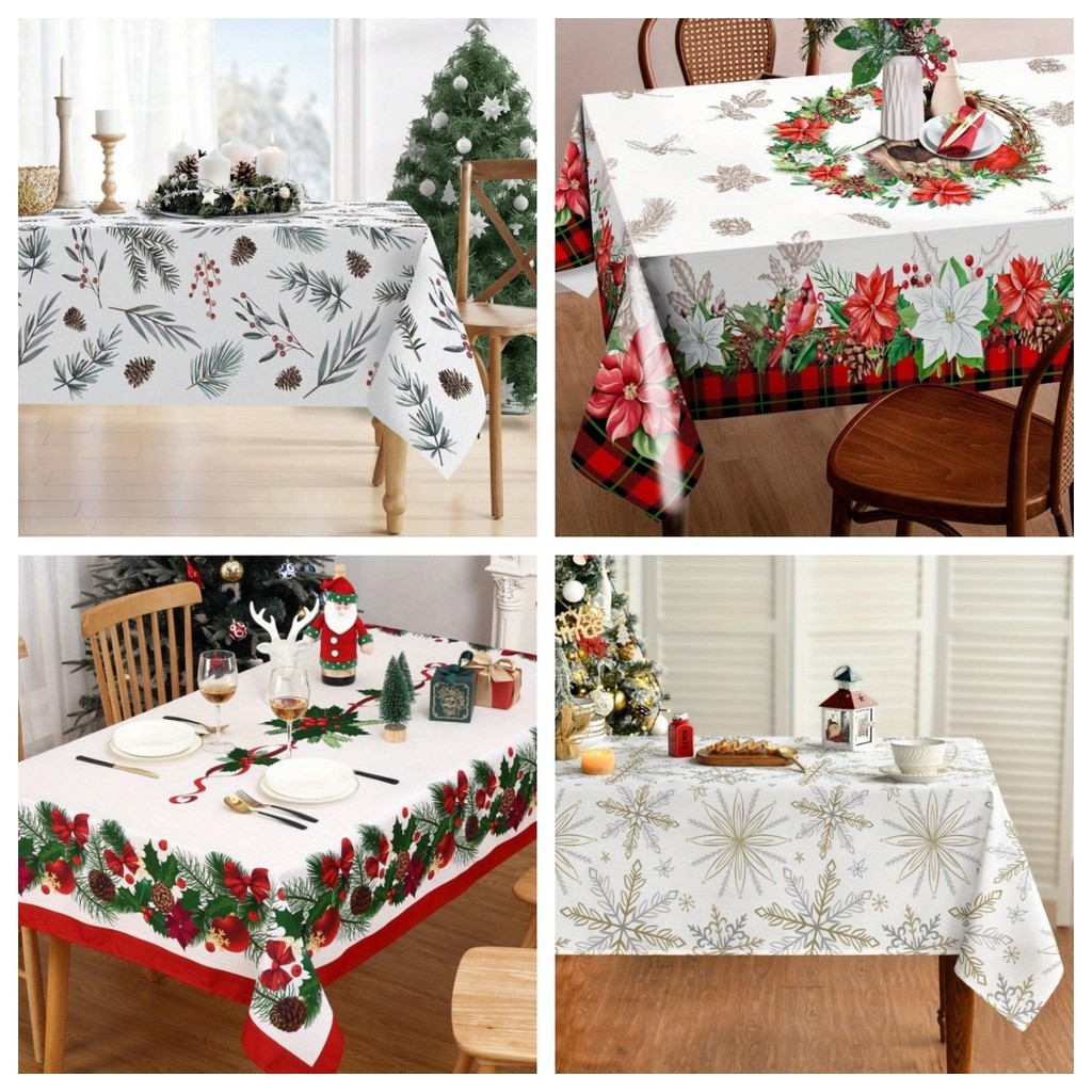 New Christmas Tablecloth Waterproof Xmas Table Cloth for 4 Seaters 6 ...