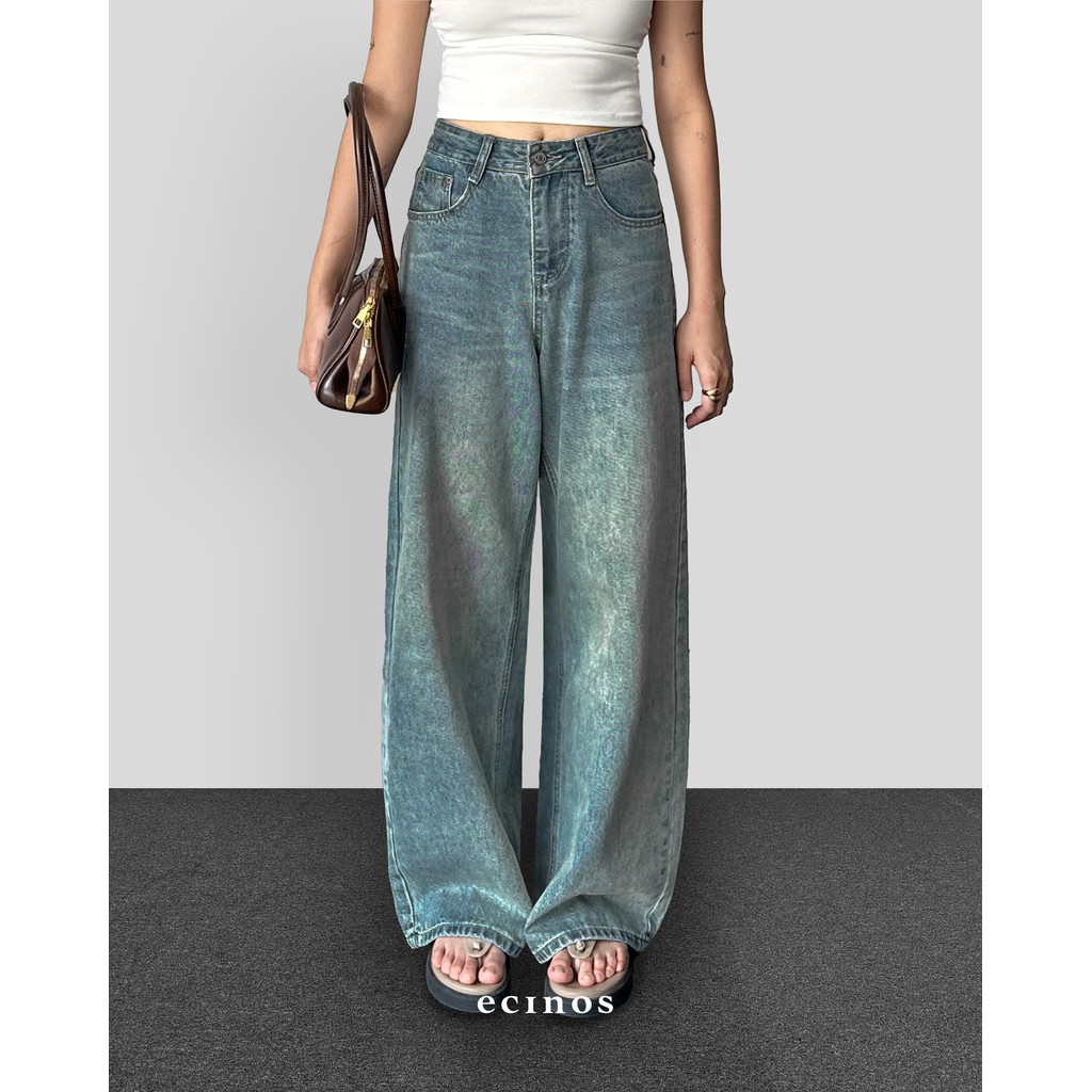 Ecinos - DENIM Wide Jeans | Shopee Philippines