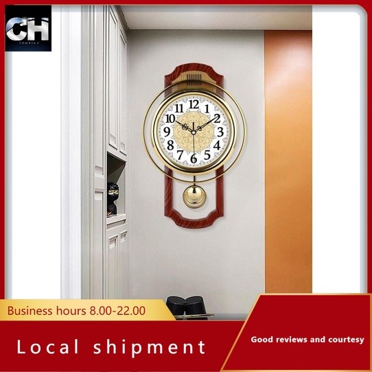 16 inch European retro mechanical swing wall clock living room bedroom ...
