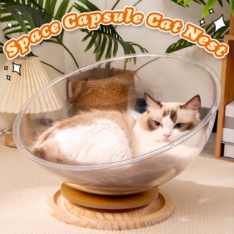 Cat Bed Washable Space Capsule Cat Nest 2-in-1 Cat Bed with Catnip Ball ...