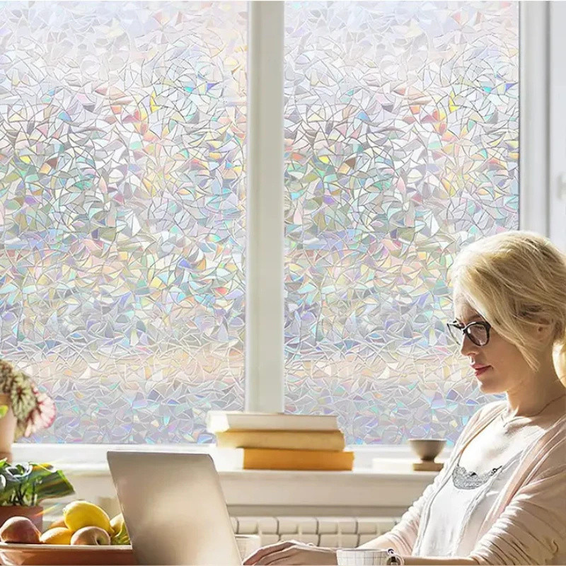 Rainbow Effect Window Film Privacy 3D Decorative Decals Heat Control ...