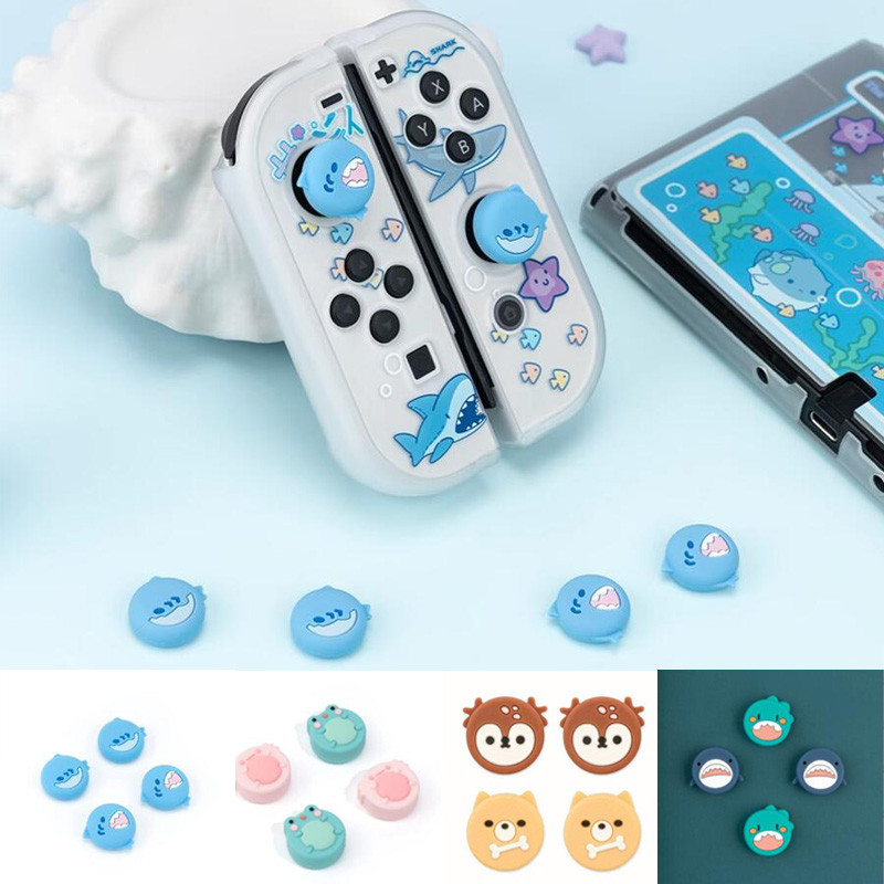 Cute Shark Cat Rabbit Silicone Thumb Stick Grip Cap Joystick Cover For Nintendo Switch & Switch ...