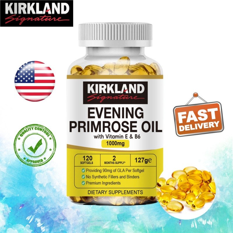 KIRKLAND Evening Primrose Oil Capsules, support lowering blood lipids ...