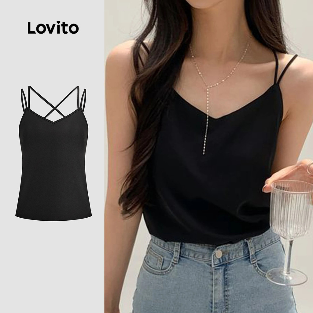 Lovito Casual Top Criss Cross Summer/Spring Tank Top for Women LBL23160 ...