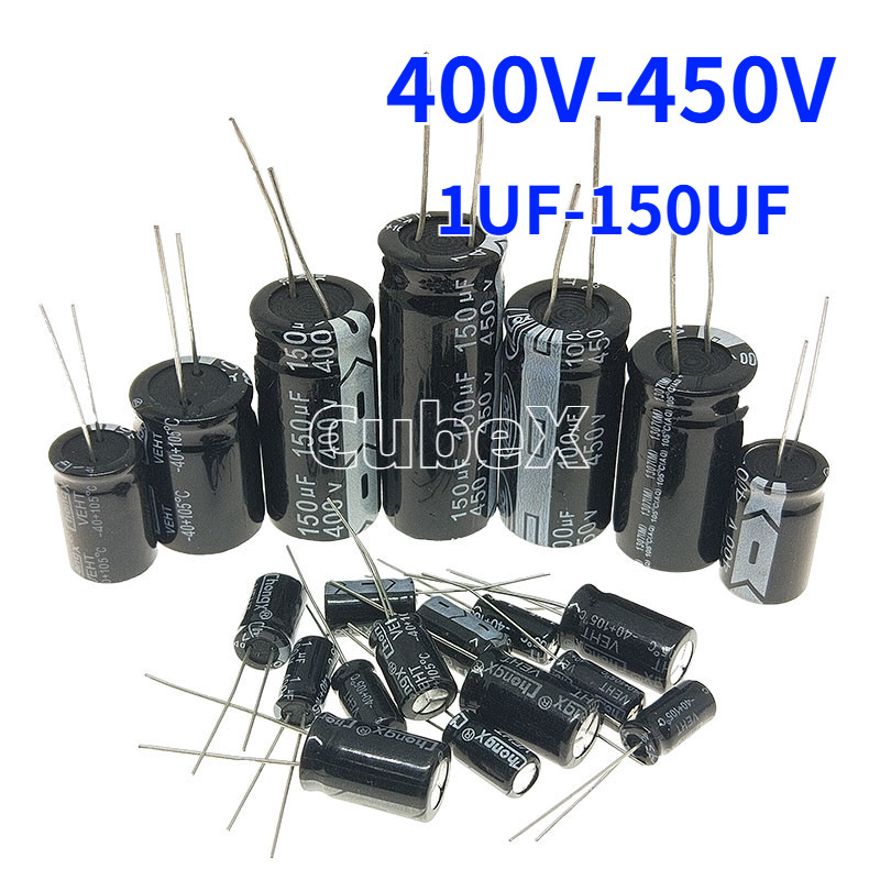 400V-450V Radial Lead Aluminum Electrolytic Capacitors 1μF/2.2μF/3.3μF ...