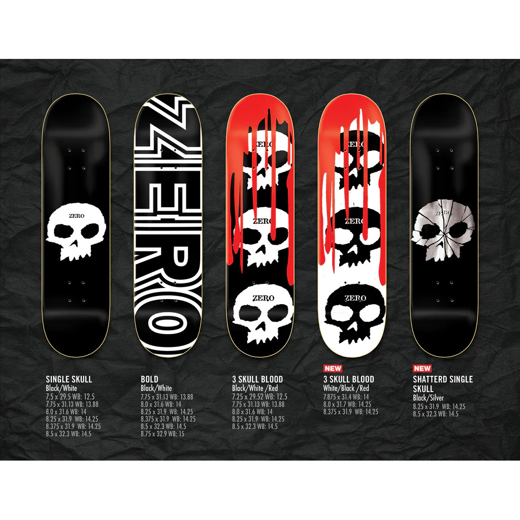 ZERO Professional Skateboard deck Surface Double Rocker Plus Maple Free ...