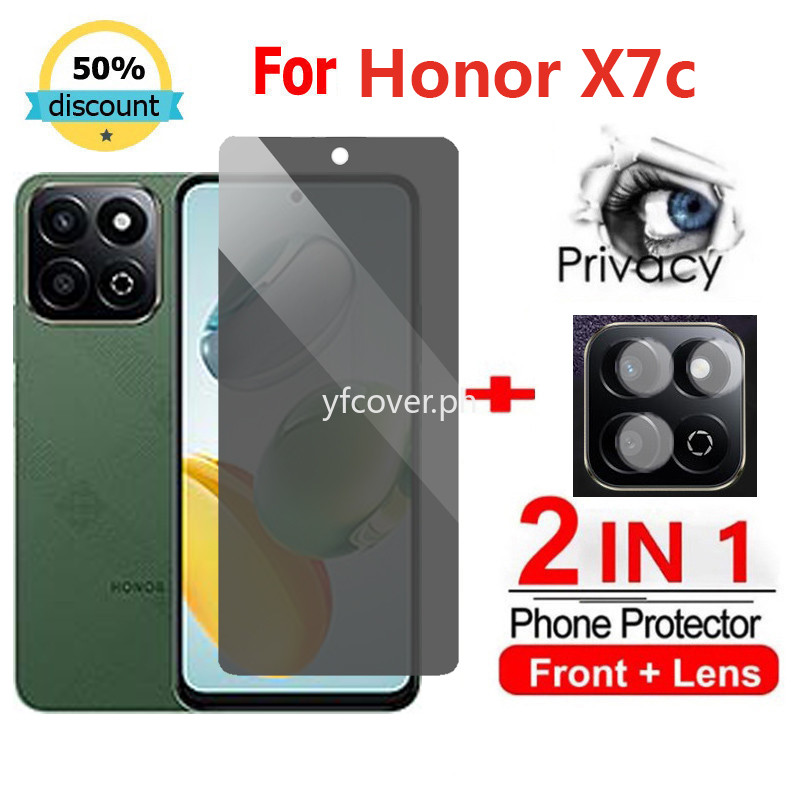 2 in 1 Honor X7c Privacy Tempered Glass Anti-Spy For Honor X8b X7b X8a ...