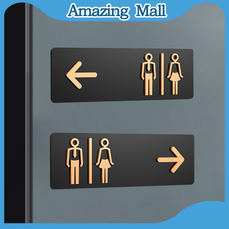 Toilet Signage Men And Women Bathroom Sign Public Toilet Guide Left And ...