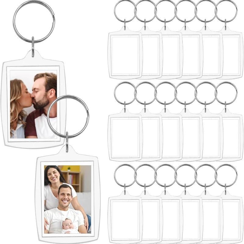 10pcs Photo Insert Keychains Acrylic Photo Frame Keychains Blank Insert ...
