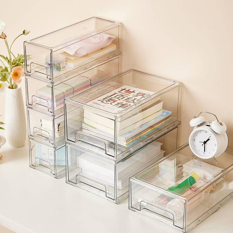 Desktop Storage Box Drawer Storage Box ins Style Transparent Acrylic ...