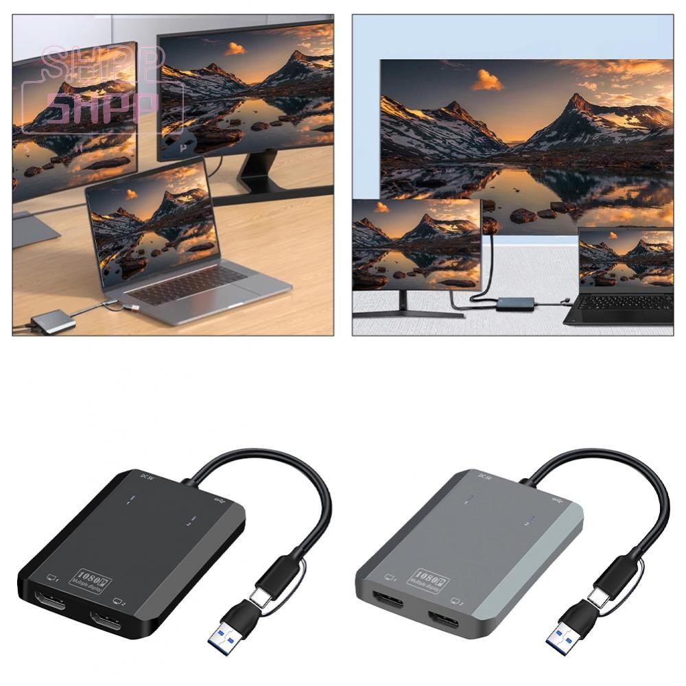 Compact USB C USB A 3 0 Dual Monitor Adapter with High Definition ...