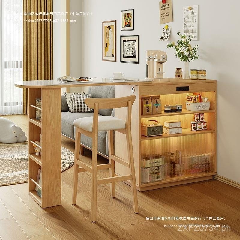Small Apartment Extendable Island Table Storage Bar Table Integrated ...