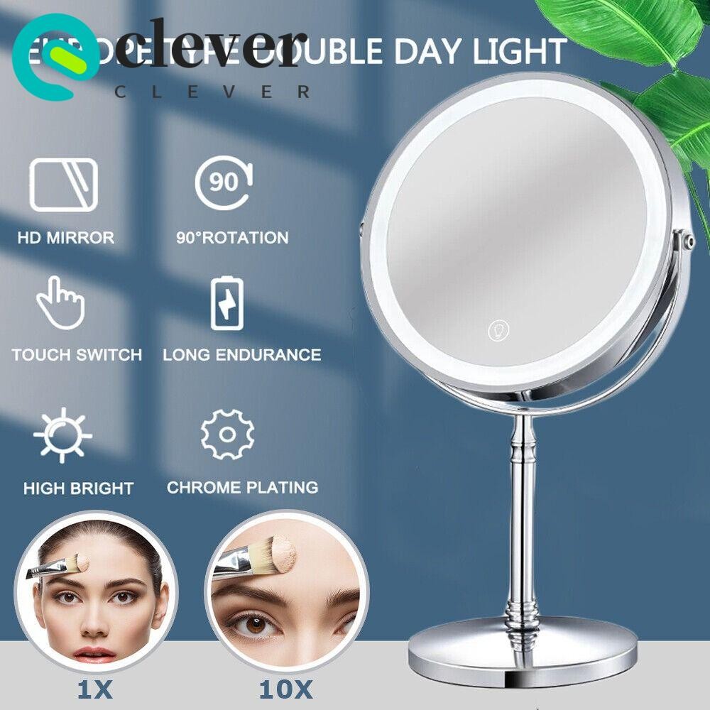 CLEVER Makeup Mirror, Double-sided Round Shape 10X Magnifying Mirror ...