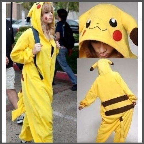 PS2 Pokemon Cosplay Pikachu Jumpsuit Hoodie Pajamas Jacket Top Costume ...