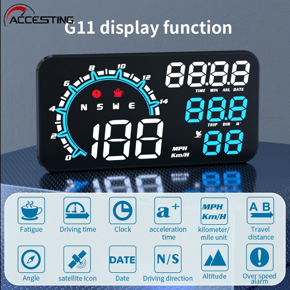 G11 Universal Car HUD GPS Head Up Display Speedometer Odometer LED ...