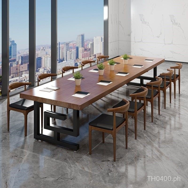 Solid Wood Long Table Industrial Style Combination Dining Table ...