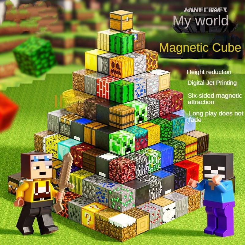 Minecraft Building Blocks Magnetic Cubes Boys and Girls Educational ...