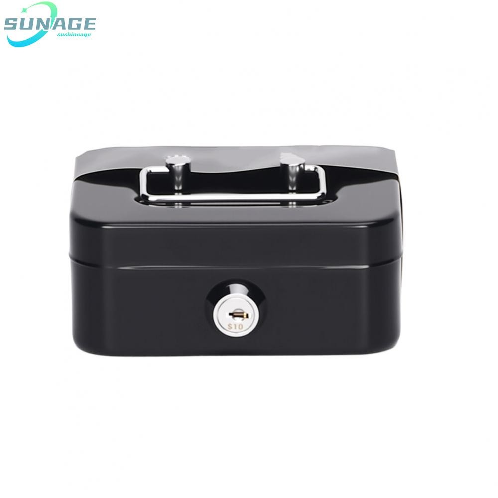 Metal Money Box with Secure Key Lock Compact Size for Cash and ...