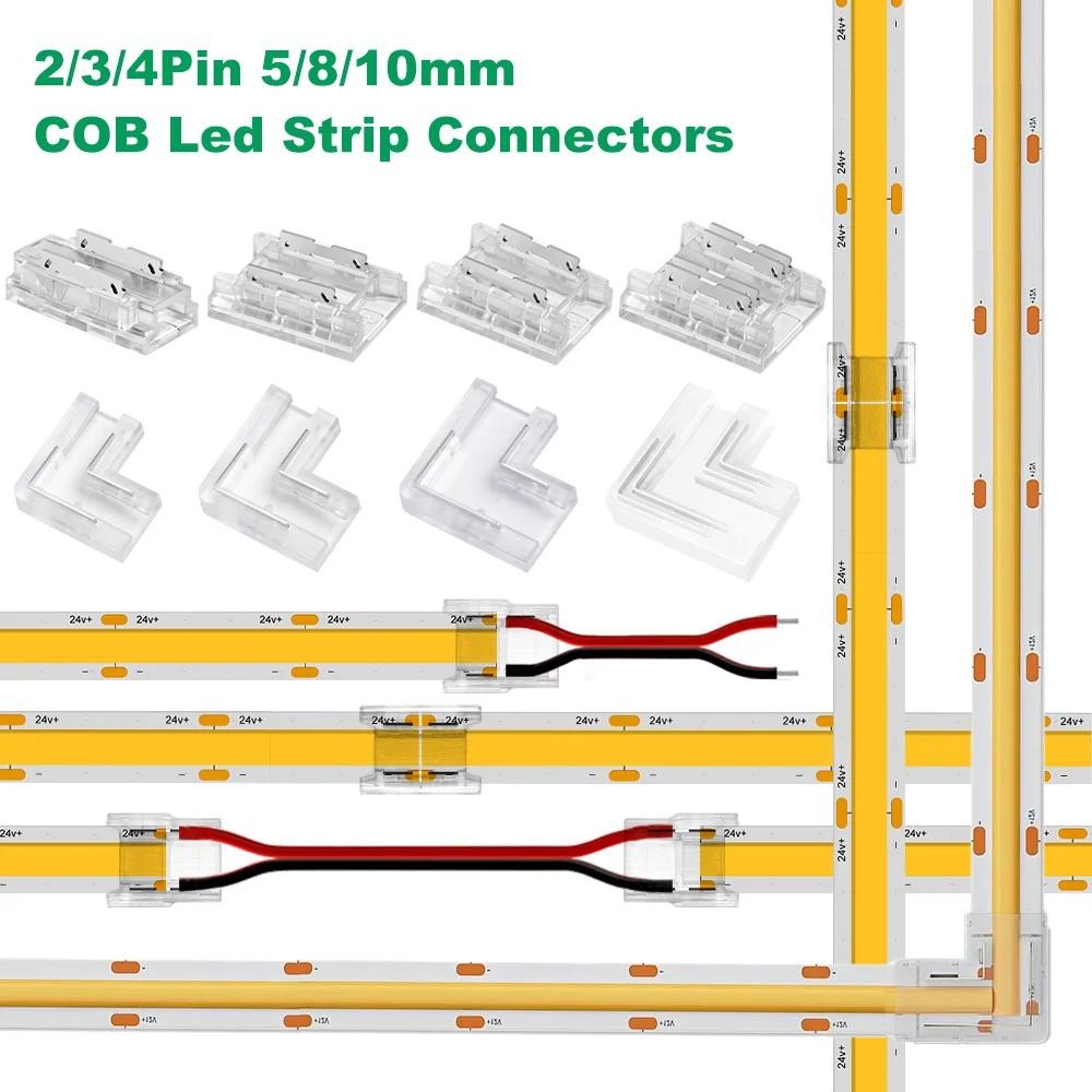 5pcs 2pin 3pin 4pin COB Led Light Strip Wire Connectors 5mm/8mm/10mm ...