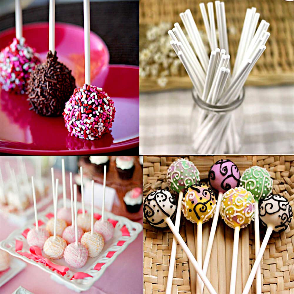 100 PCS 15*0.4 Cm Cake Pop Sticks Thick Hard Paper Solid Core Lollipop ...