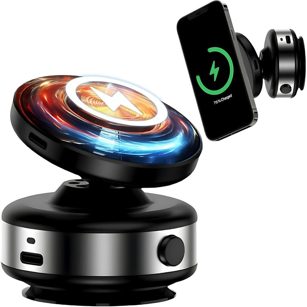 15W Electrical Vacuum Magnetic Wireless Car Charger Holder 2-in-1, 360 ...