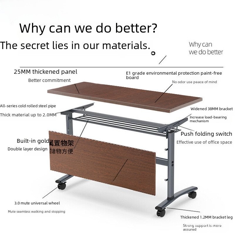 Long Flip Training Table with Wheels Movable Splicing Activity Table ...