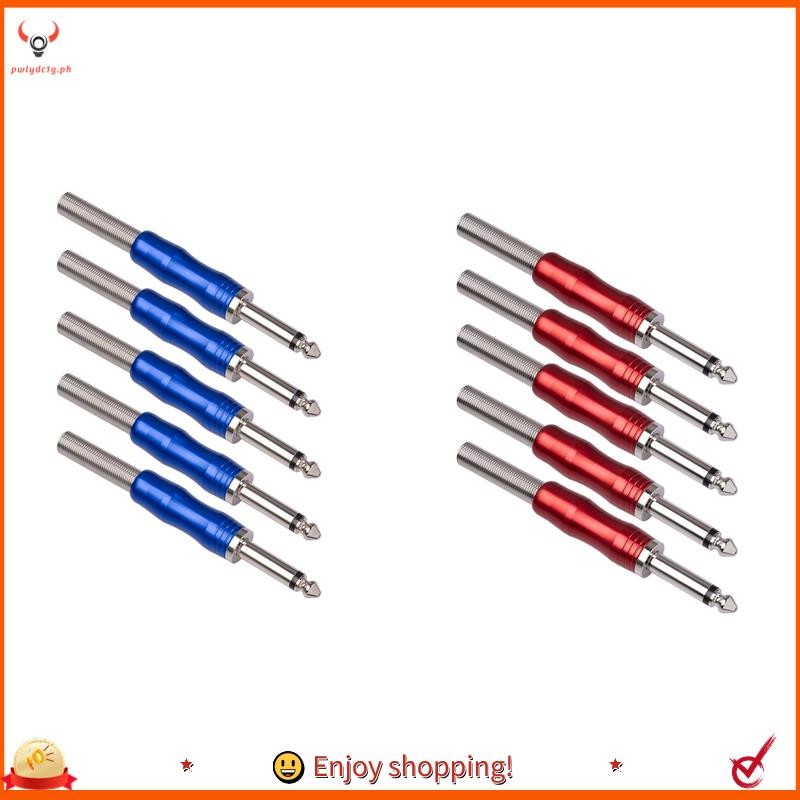 【pwlydc1g】5PC Jack 6.35 Microphone Plug 6.35mm Mono Male Plug Connector ...