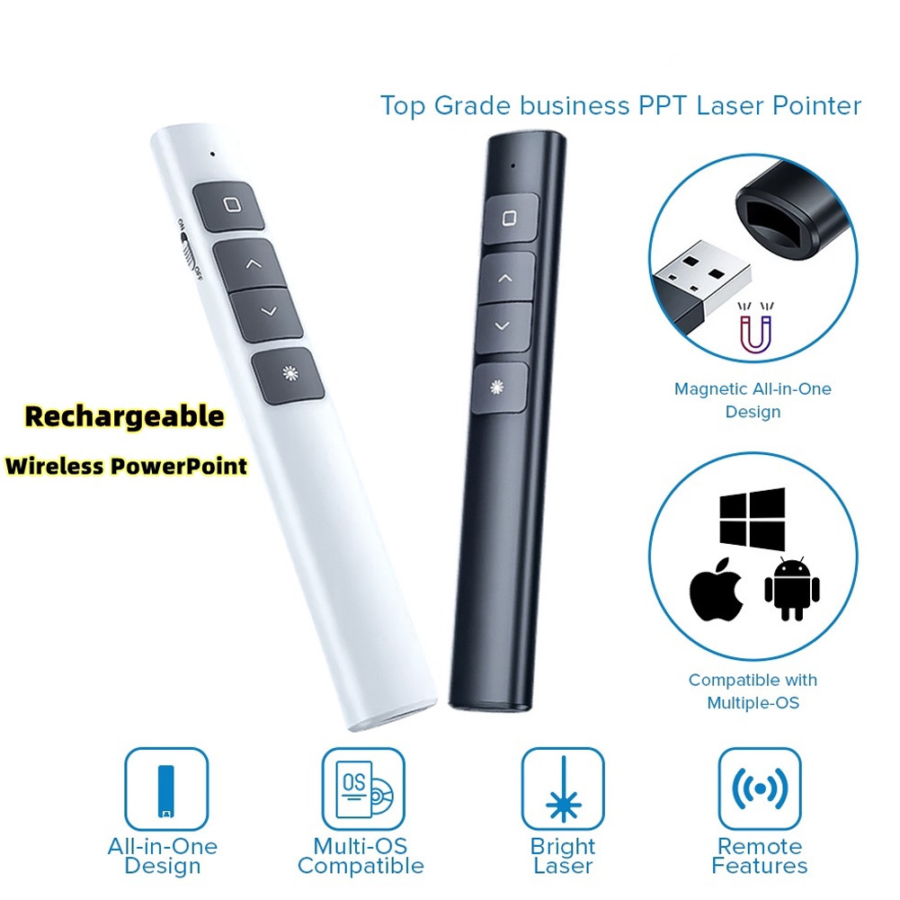 2.4G Wireless Rechargeable PowerPoint Clicker With Laser Pointer Remote ...