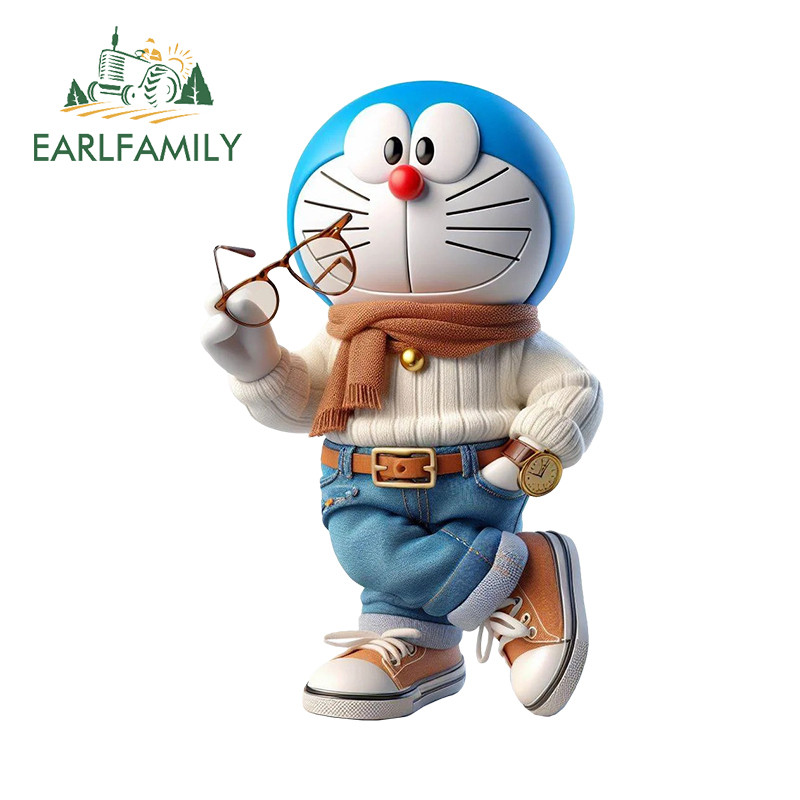 EARLFAMILY 13cm Doraemon Cartoon 3D Chibi Car Stickers Windows ...
