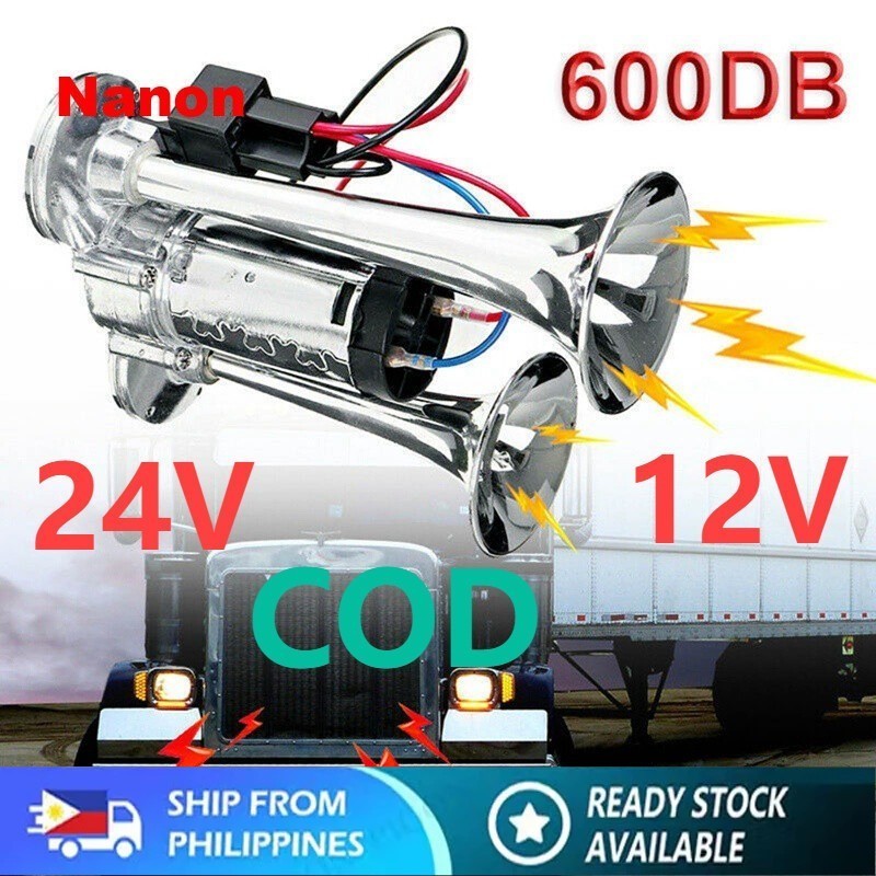 [Local Shipment] Upgraded 12V/24V 600DB Air Horn Dual Trumpets Super ...