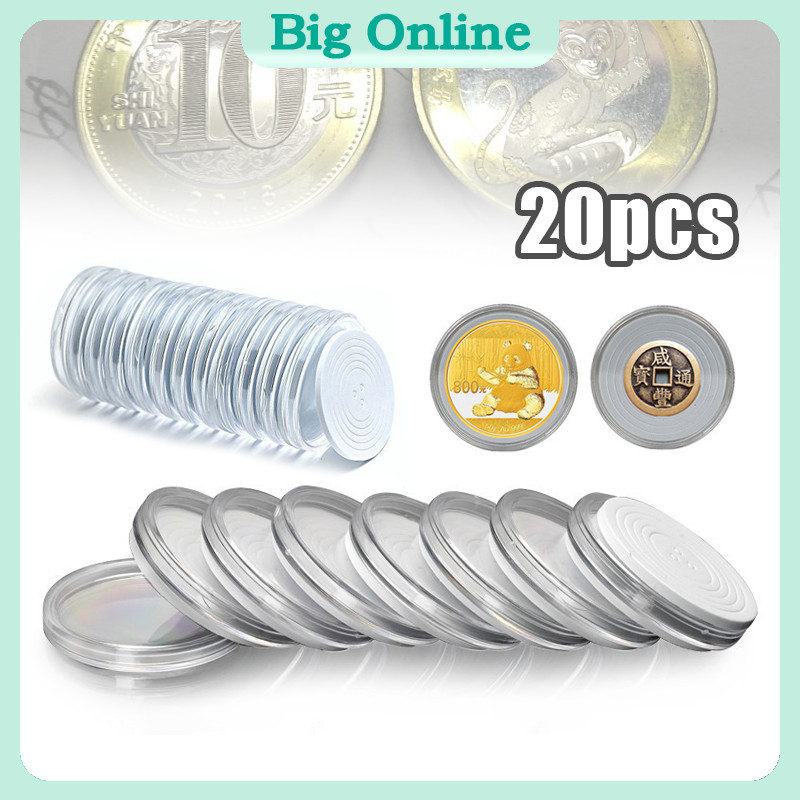 20pcs 46mm Clear Plastic Coin Capsules Coin Collection Box With Padding ...