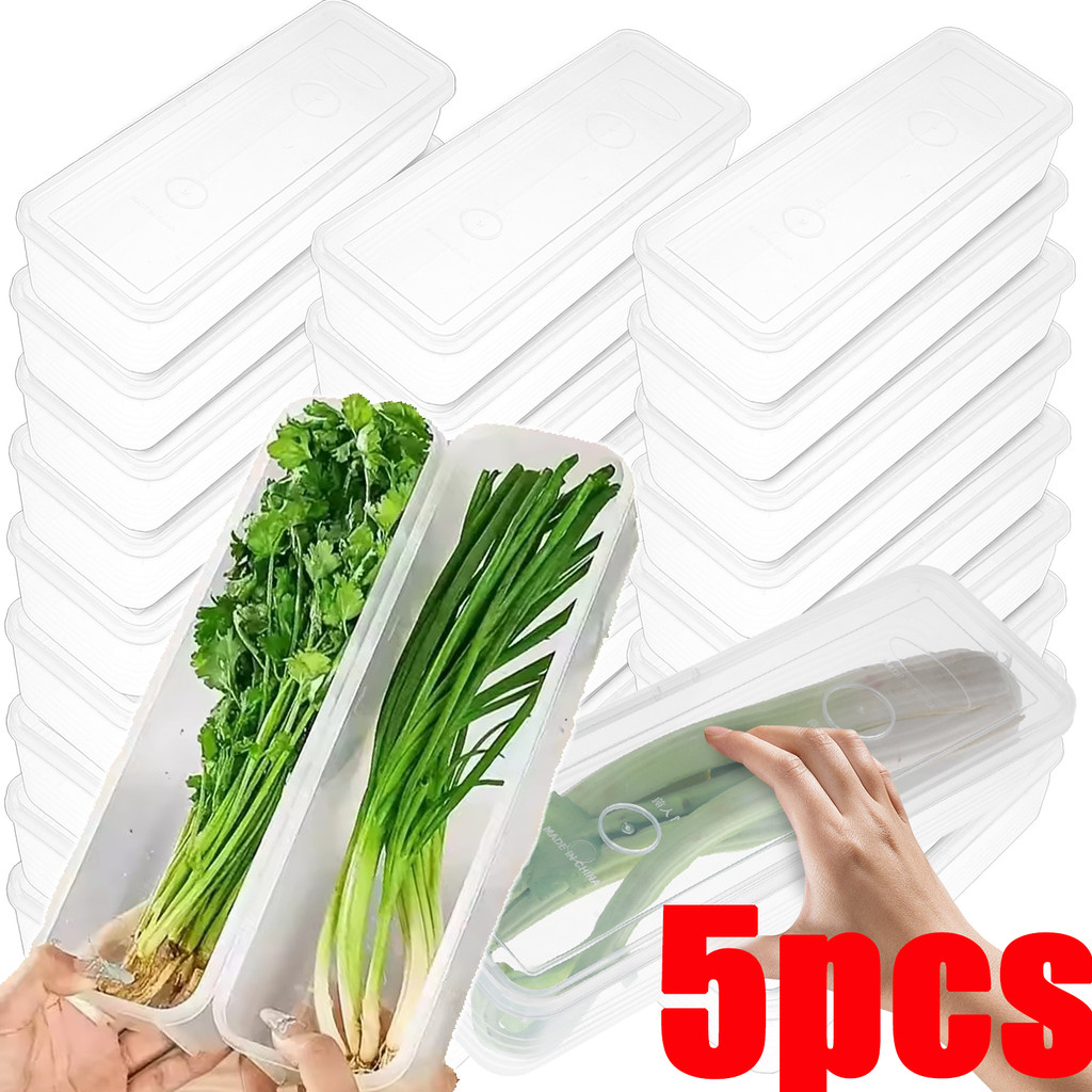 1/3/5Pcs Food Fresh-keeping Boxes with Lid / Rectangular Scallion ...