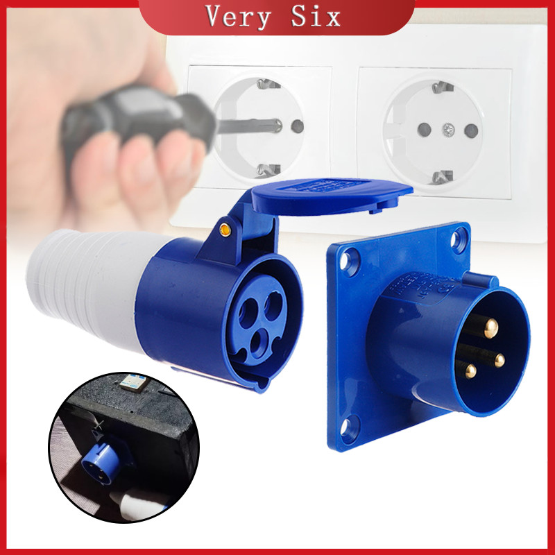 3PIN 32A IP44 Industrial Plug Socket Set Waterproof Electrical ...