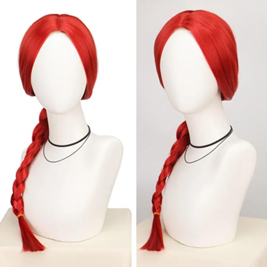 70cm Red Wig Long Synthetic Wig with Braids Jessie Cowgirl Costume Long ...