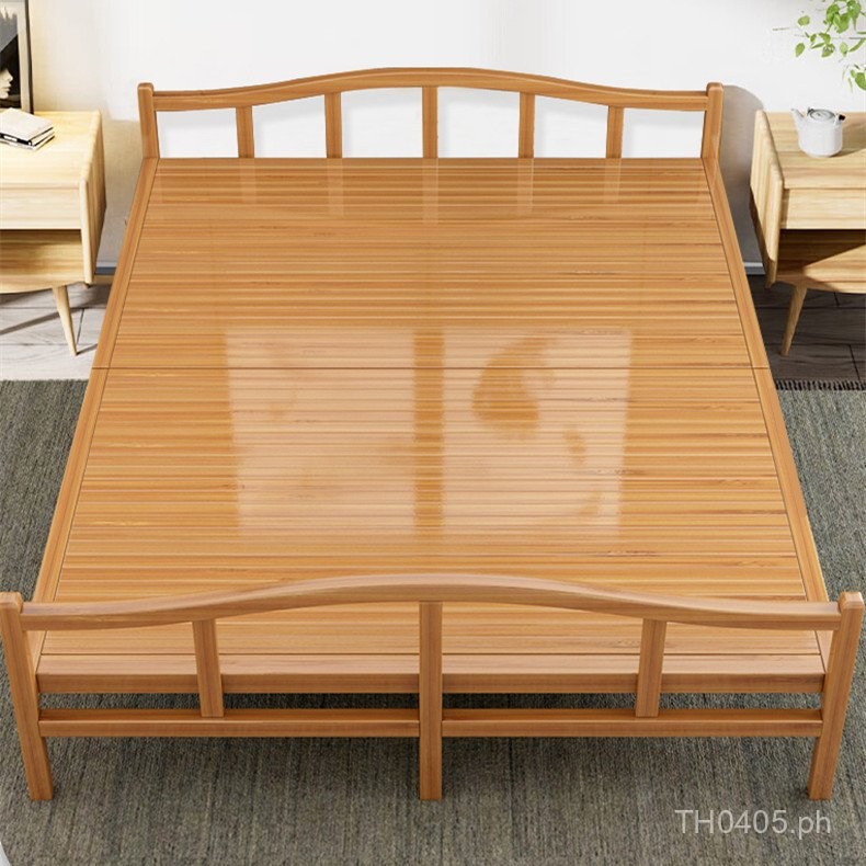 Bamboo Bed Double Single Small51Simple Adult Solid Wood Folding Bed ...