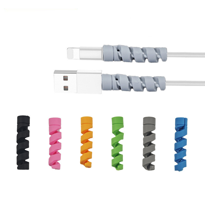 Universal data line silicone protective sleeve Spiral colored wire ...