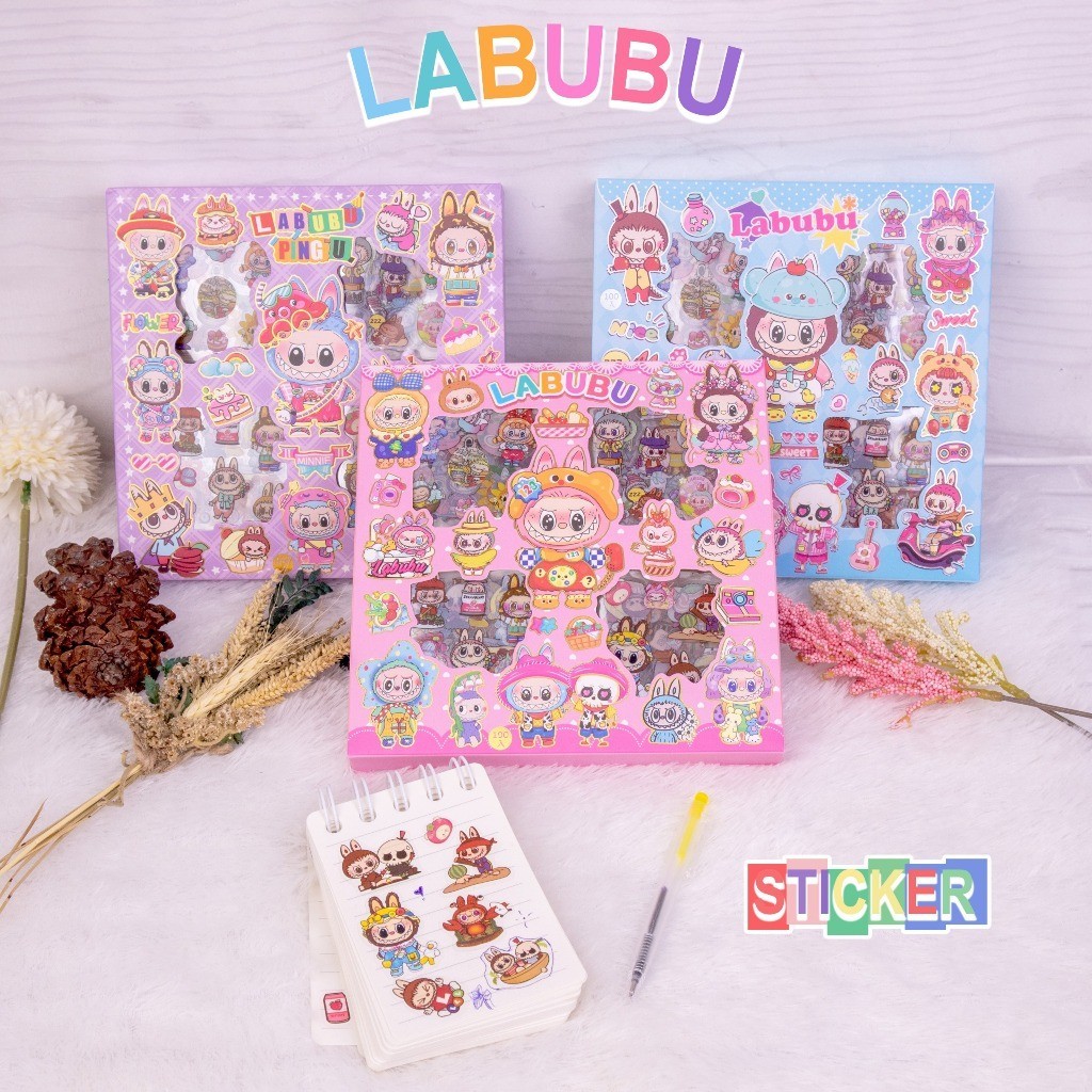 1 box contains 98 sheets of colorful Labubu stickers made of PVC for ...