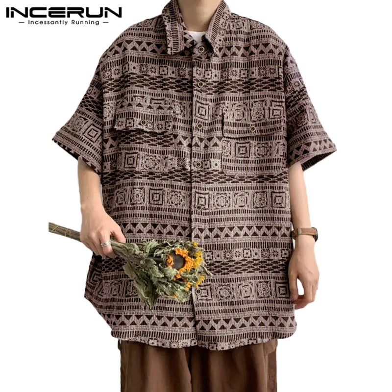 INCERUN men's printed ethnic style shirt | Shopee Philippines