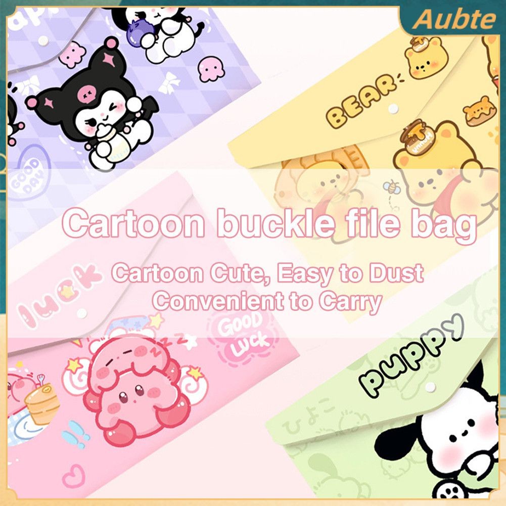 ⚡ Sanrio Cute Kitty A4 Button File Bag Waterproof Cartoon Shin-chan ...