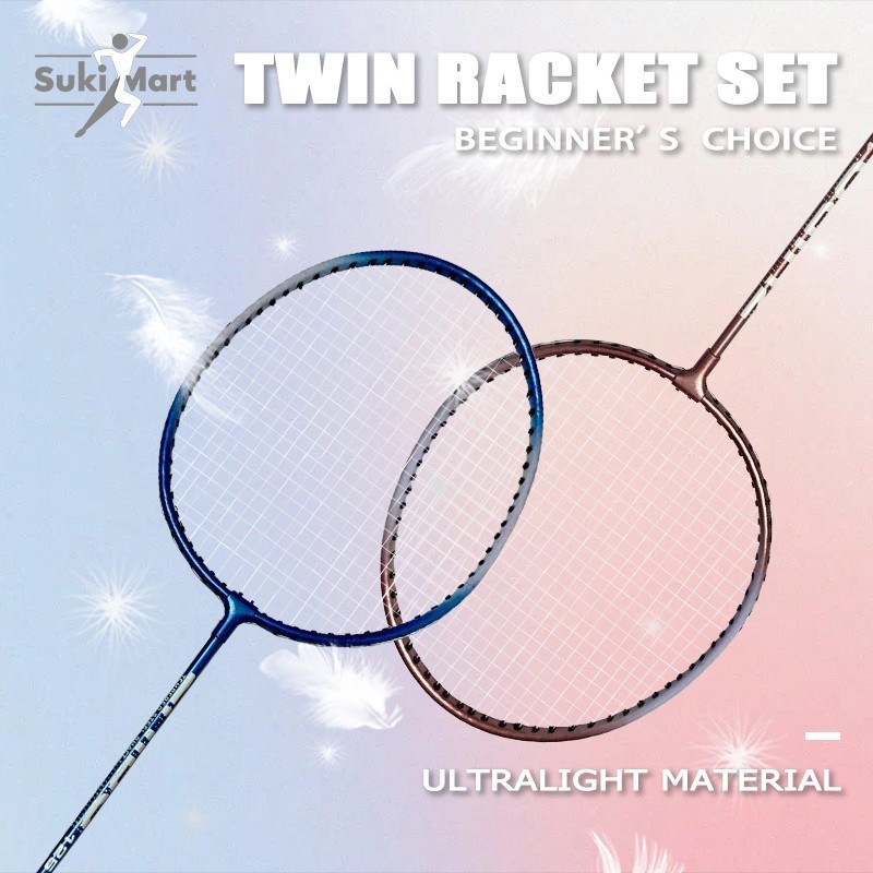 Suki Mart Steel Alloy Badminton Dual Rackets Set Middle Pole Iron ...