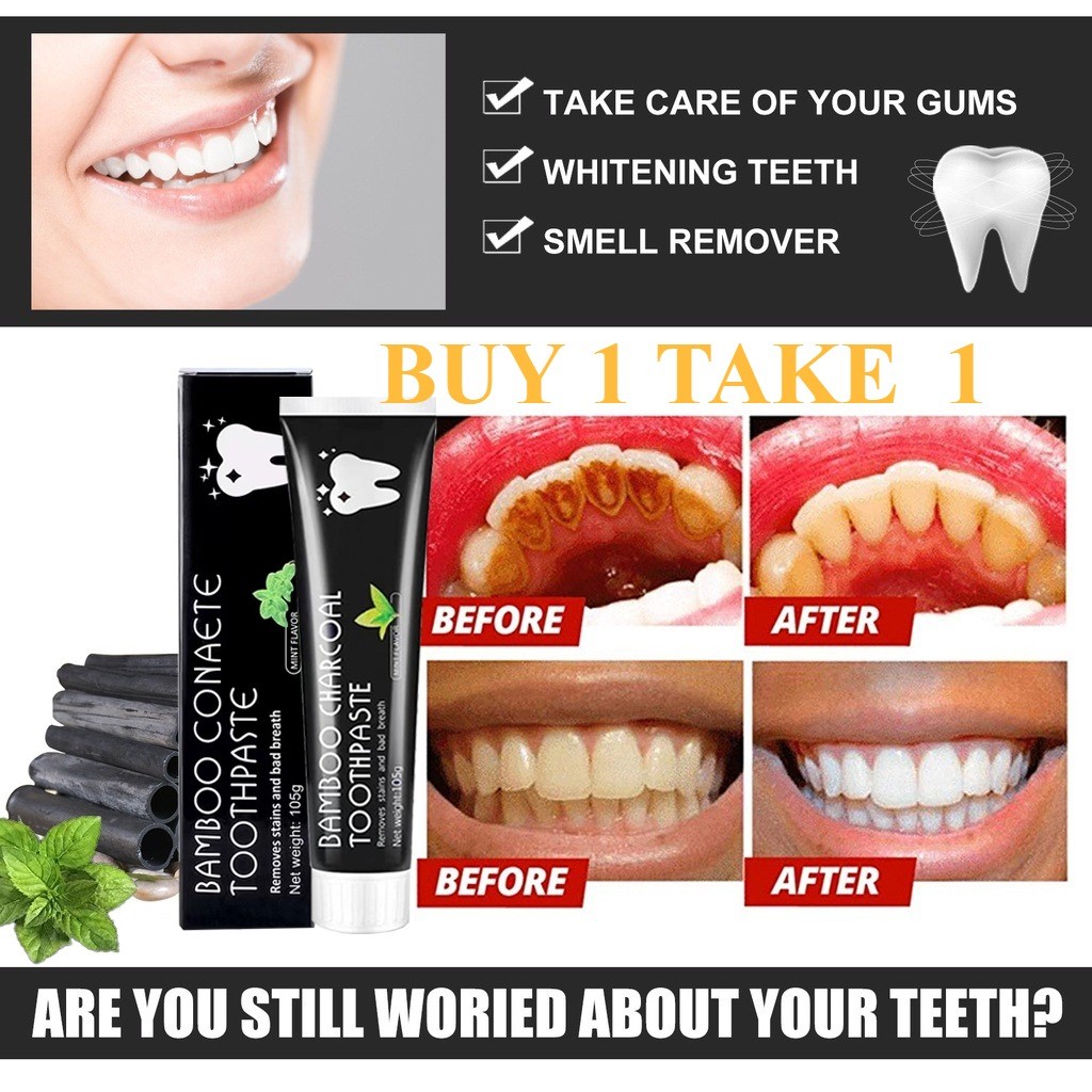 Bamboo Charcoal Whitening Toothpaste: For Yellow Teeth and Fresh Breath ...