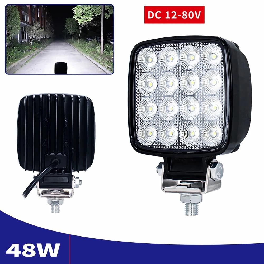 2Pcs 12V - 80V 48W LED Forklift Headlight Loader Front Light Excavator ...