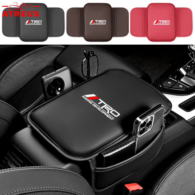 Toyota TRD Car Armrest Pad Organizer Bag Leather Armrest Cushion Auto ...