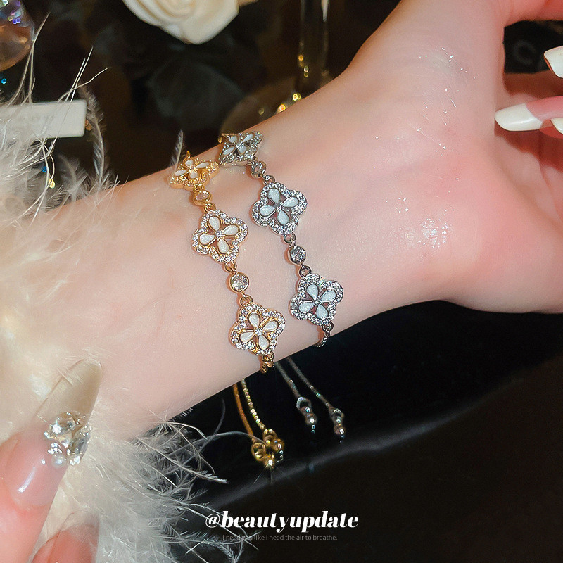 Rhombus Flower Adjustable Bracelet Delicate Light Luxury Gold | Shopee ...